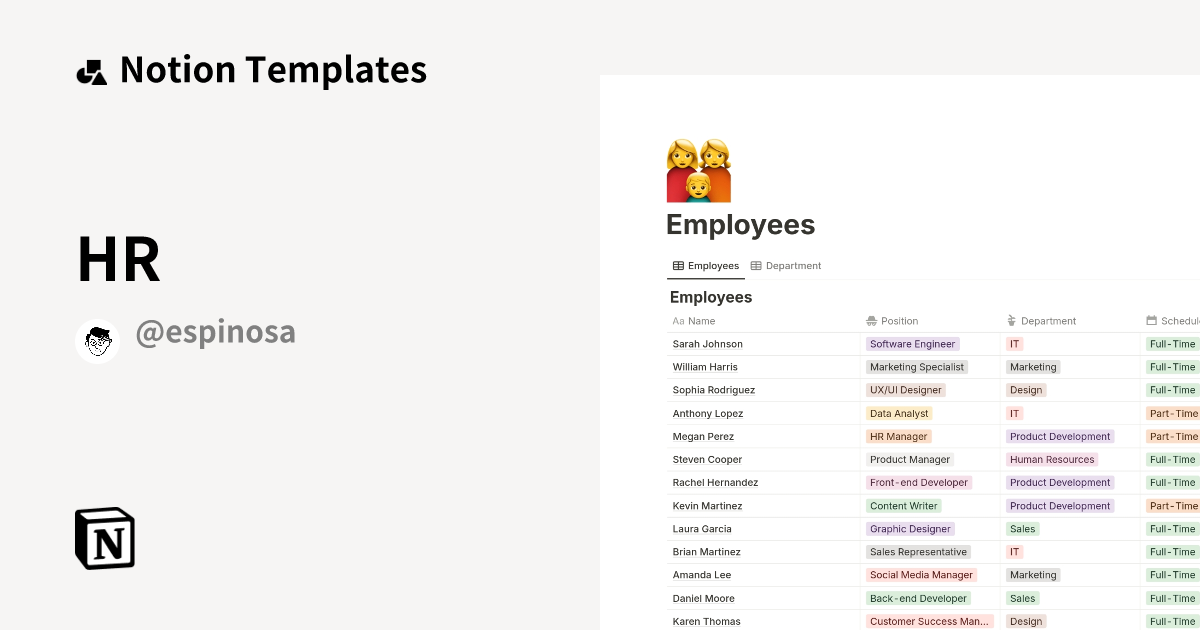 HR Template by Espinosa | Notion Marketplace