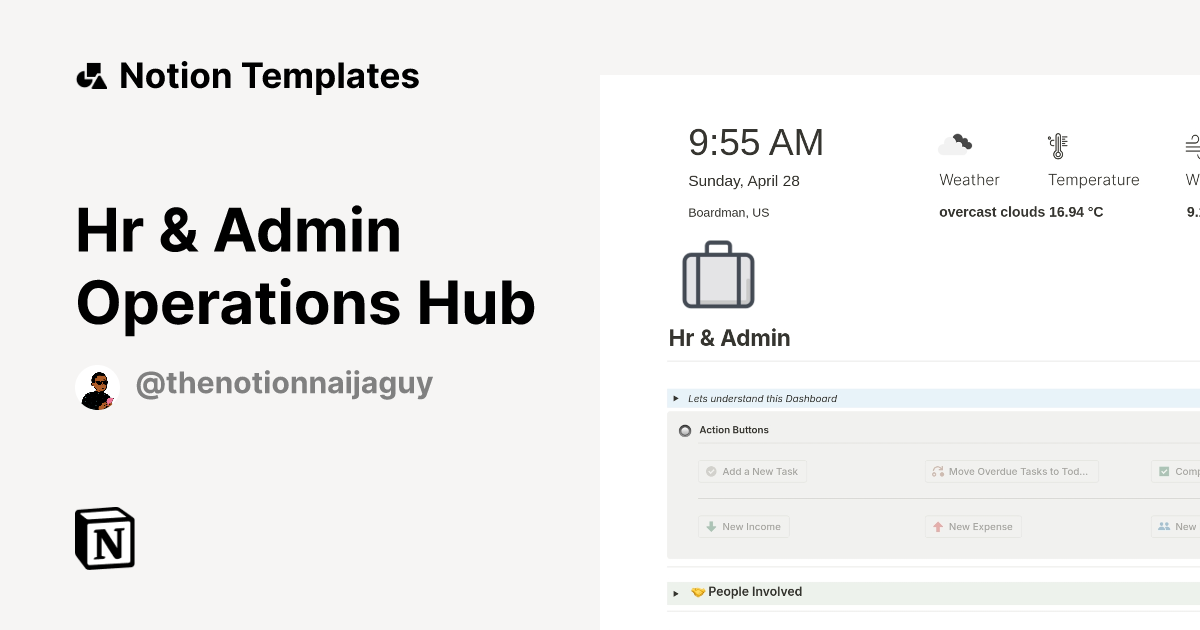 Hr & Admin Operations Hub Template | Notion Marketplace