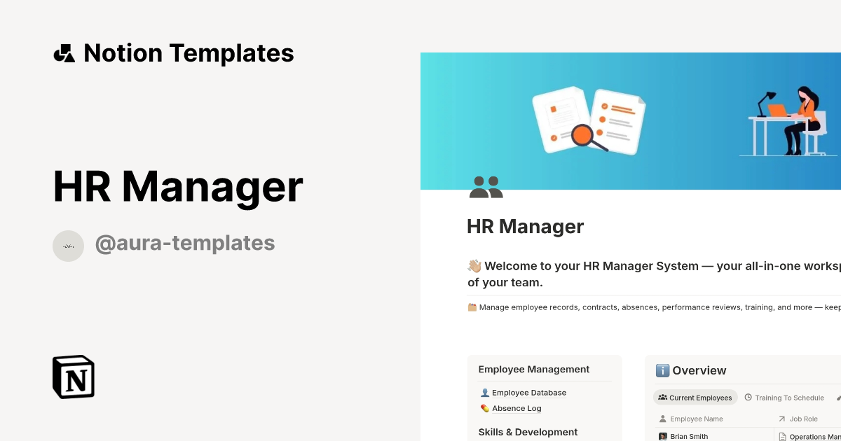 HR Manager Template by Aura Templates | Notion Marketplace