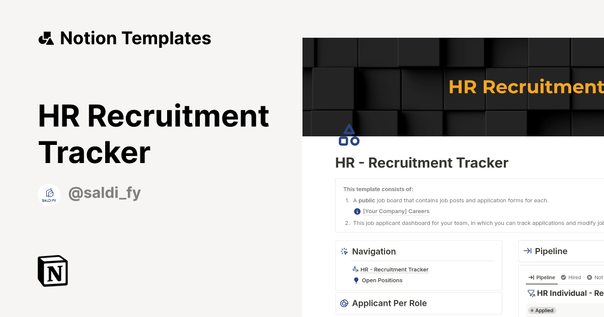 HR Recruitment Tracker Template | Notion Marketplace