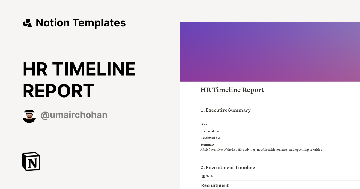 HR TIMELINE REPORT Template | Notion Marketplace