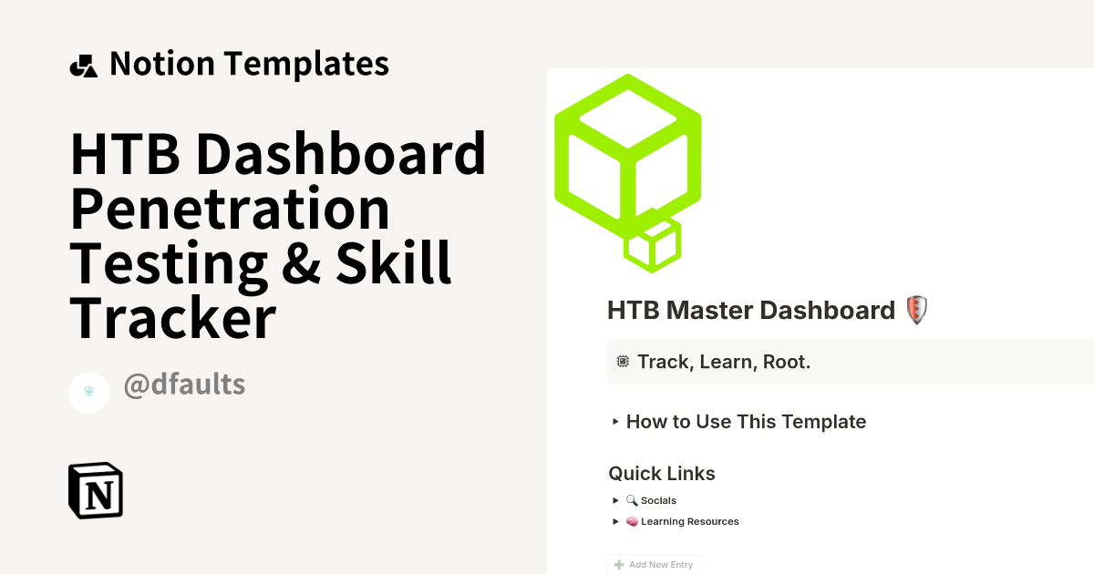HTB Dashboard Penetration Testing & Skill Tracker Template | Notion ...