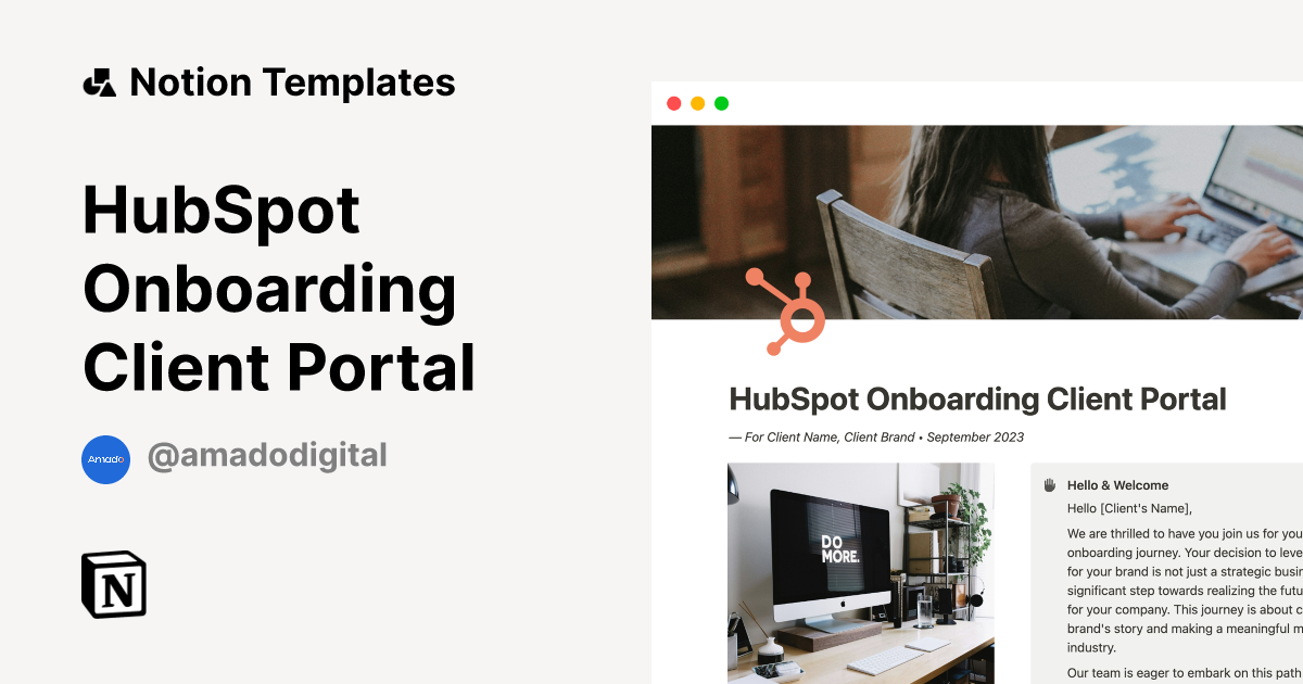 HubSpot Onboarding Client Portal Template by Amado Digital | Notion ...