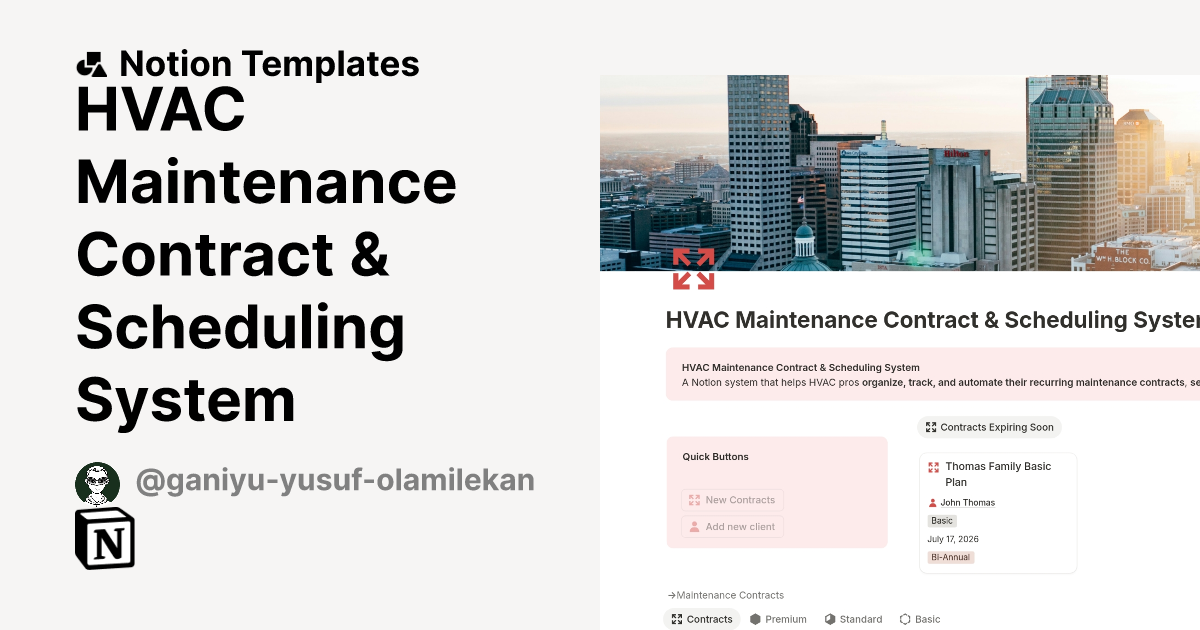 HVAC Maintenance Contract & Scheduling System Template by Notionallity ...