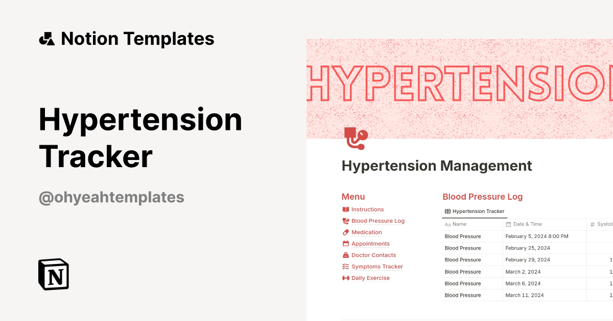 Hypertension Tracker Template | Notion Marketplace