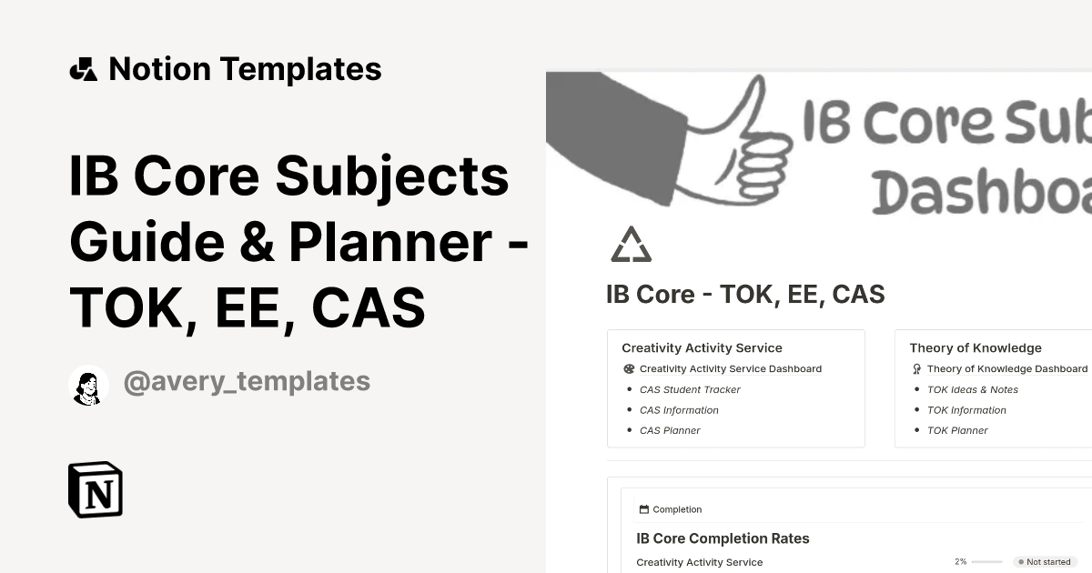 IB Core Subjects Guide & Planner - TOK, EE, CAS Template | Notion Marketplace