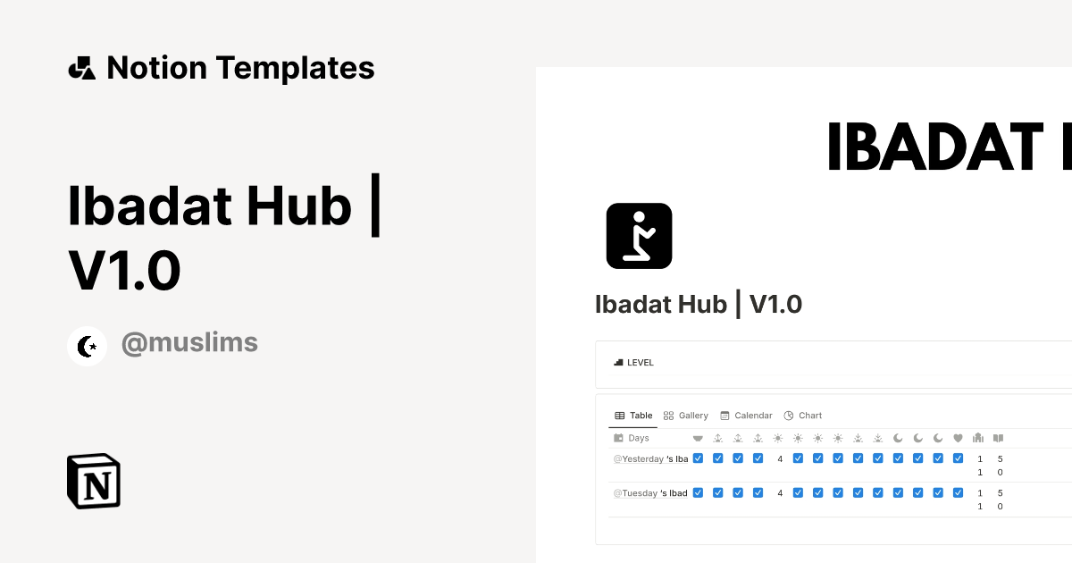Ibadat Hub | V1.0 Template | Notion Marketplace