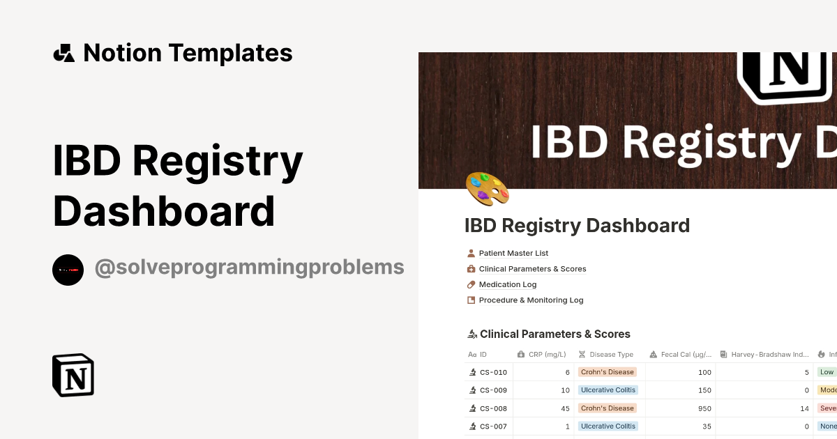 IBD Registry Dashboard Template | Notion Marketplace