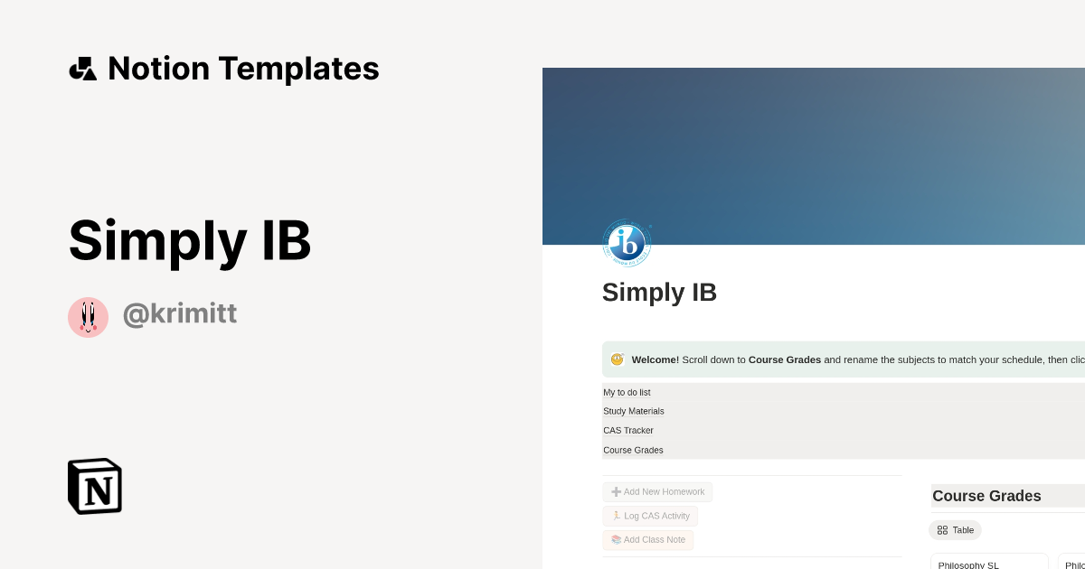 Simply IB Template | Notion Marketplace