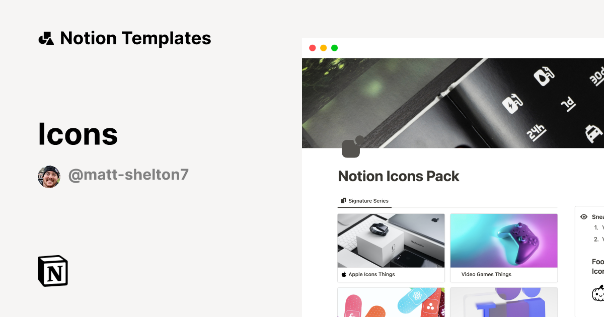 Icons Template by Matt Shelton | Notion Marketplace