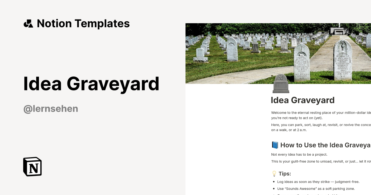 Idea Graveyard Template by lernsehen | Notion Marketplace