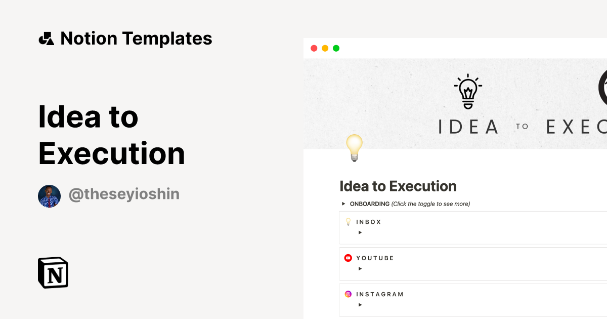 Idea to Execution Template | Notion Marketplace