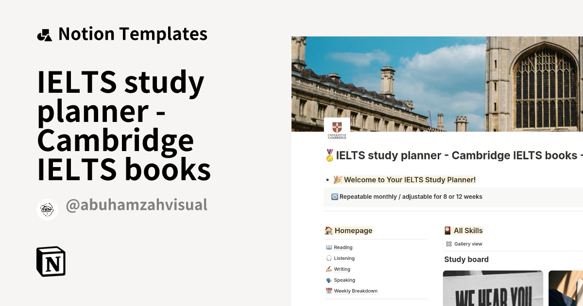 🏅IELTS study planner - Cambridge IELTS books Template by Abu Hamzah ...