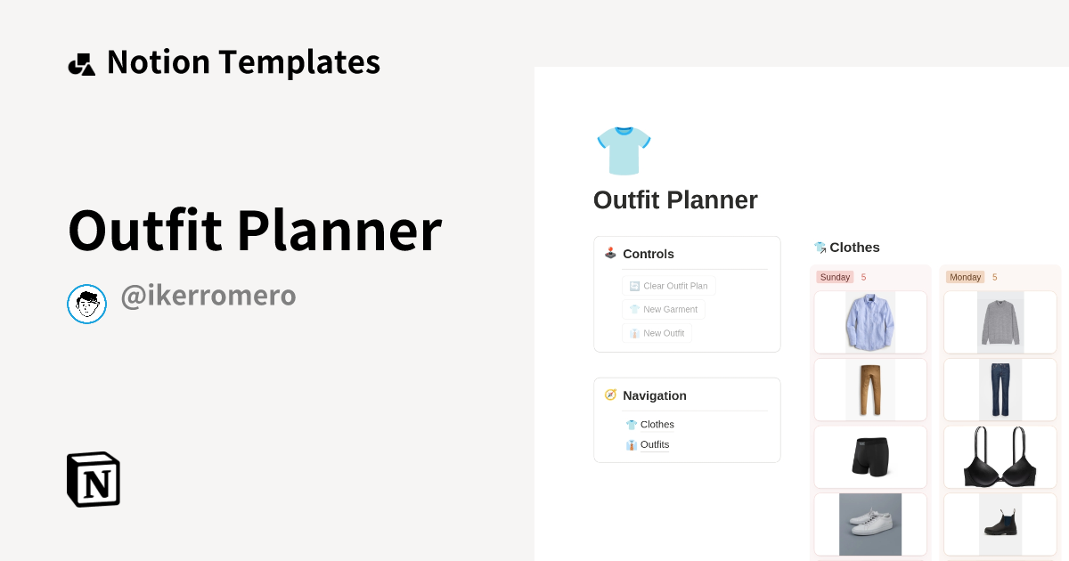 Outfit Planner Template by Iker Romero | Notion Marketplace