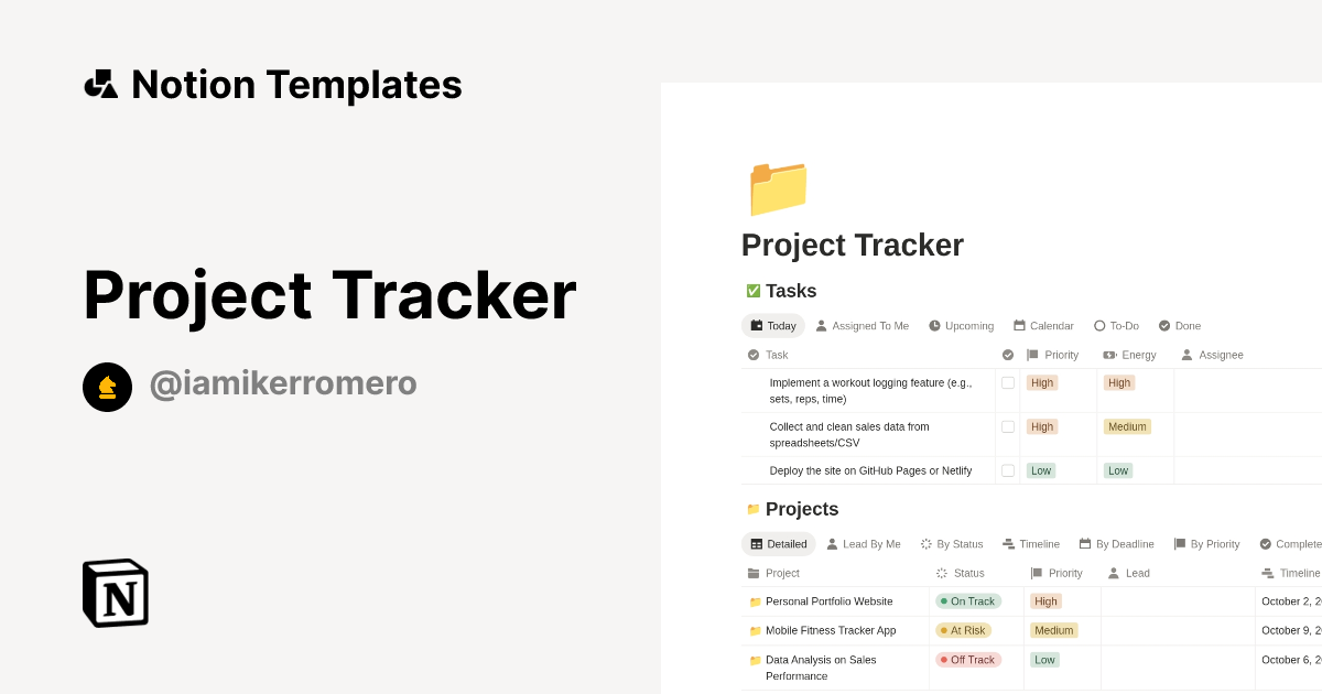 Project Tracker Template | Notion Marketplace