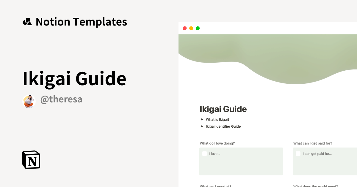Ikigai Guide Template by Theresa Dinh | Notion Marketplace
