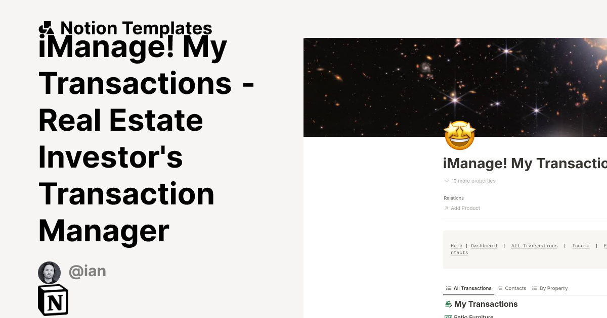iManage! My Transactions - Real Estate Investor's Transaction Manager ...