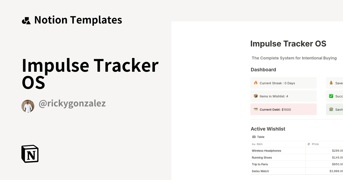 Impulse Tracker OS Template | Notion Marketplace