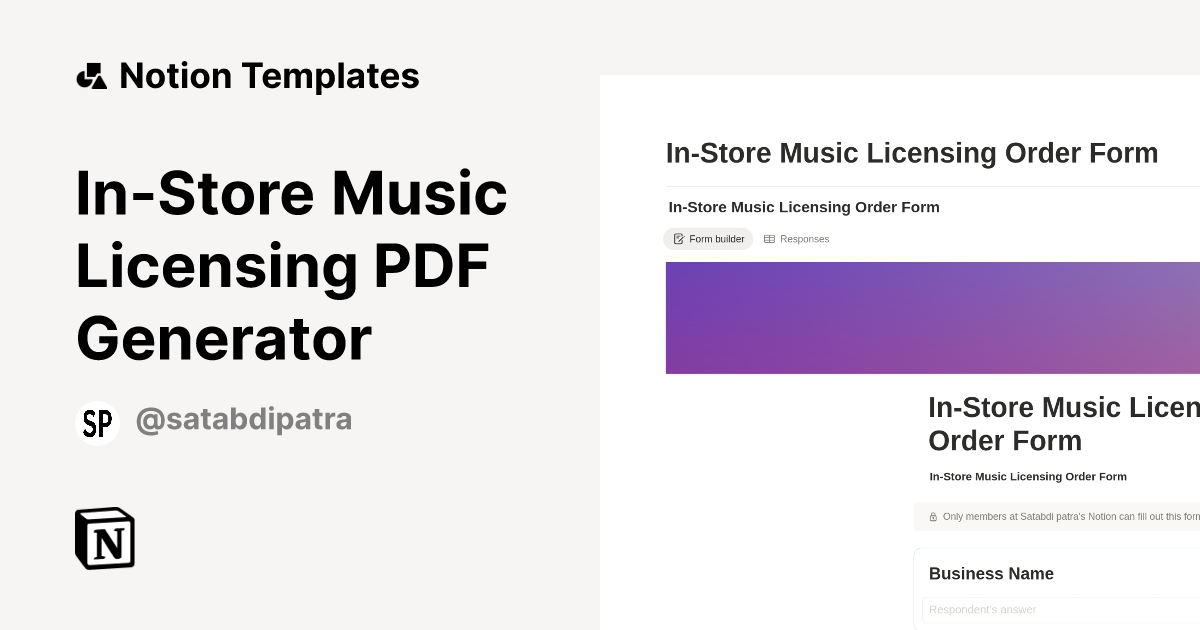 In-Store Music Licensing PDF Generator Template by Satabdi Patra ...