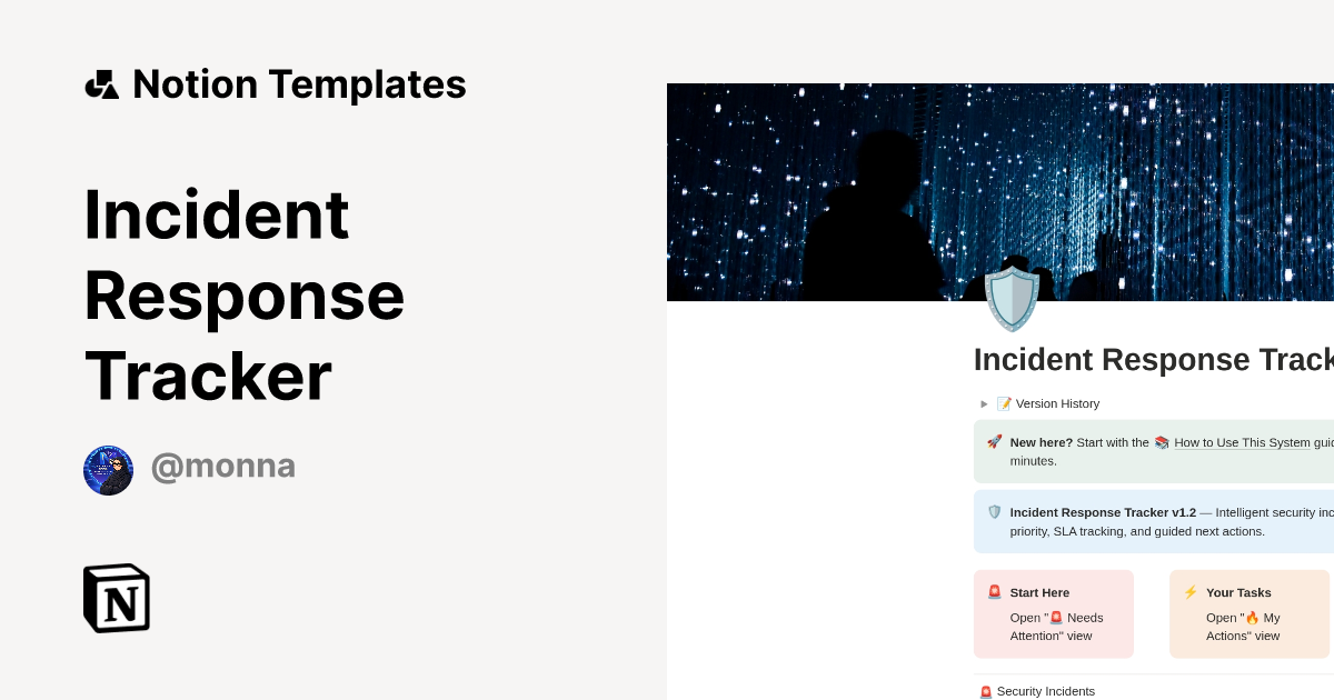 Incident Response Tracker Template | Notion Marketplace