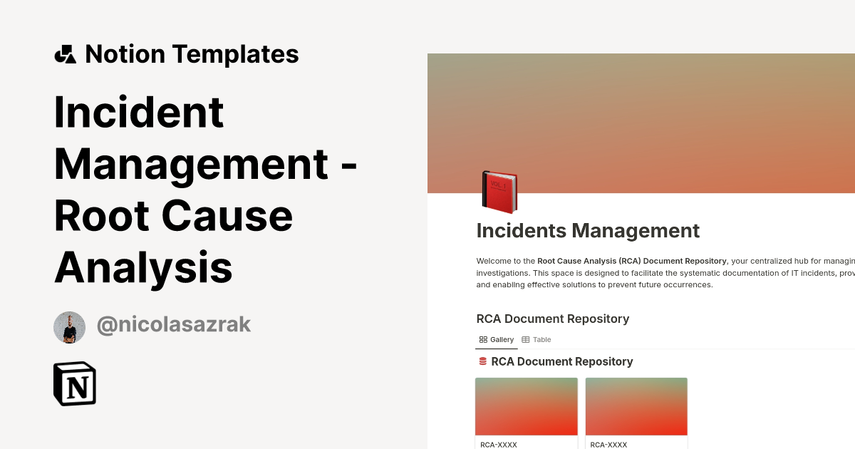 Incident Management - Root Cause Analysis Template | Notion Marketplace