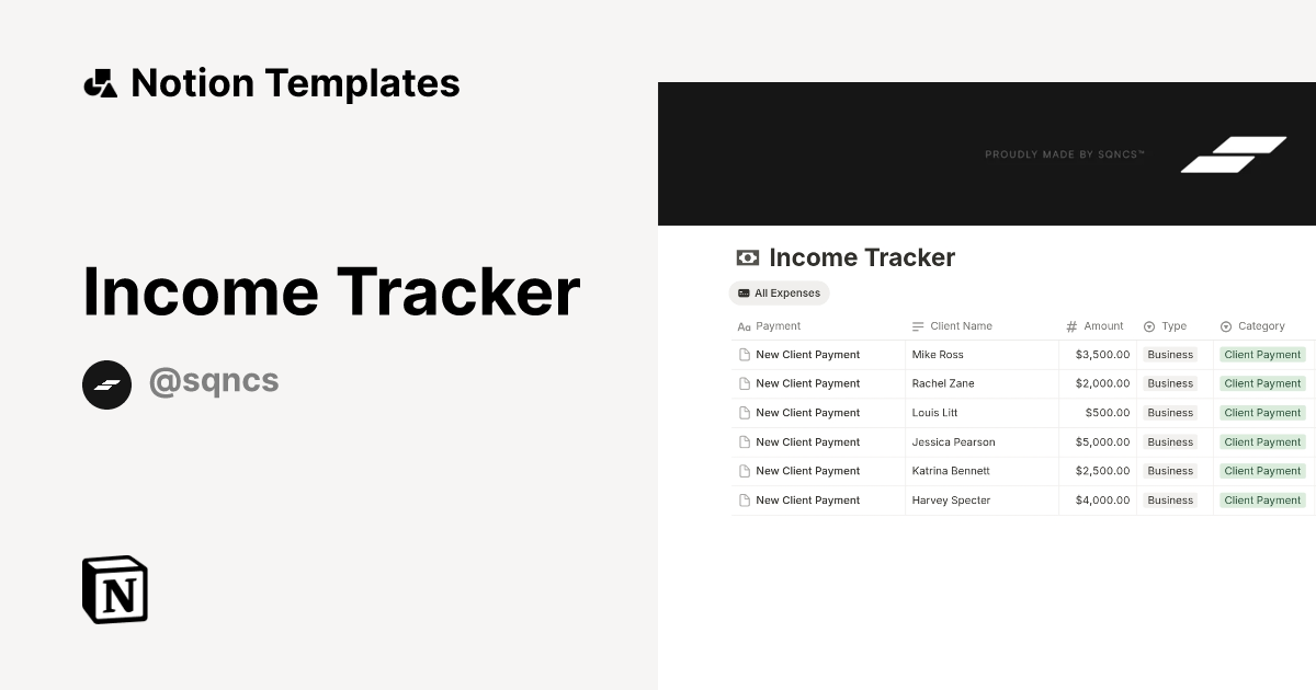 Income Tracker Template | Notion Marketplace