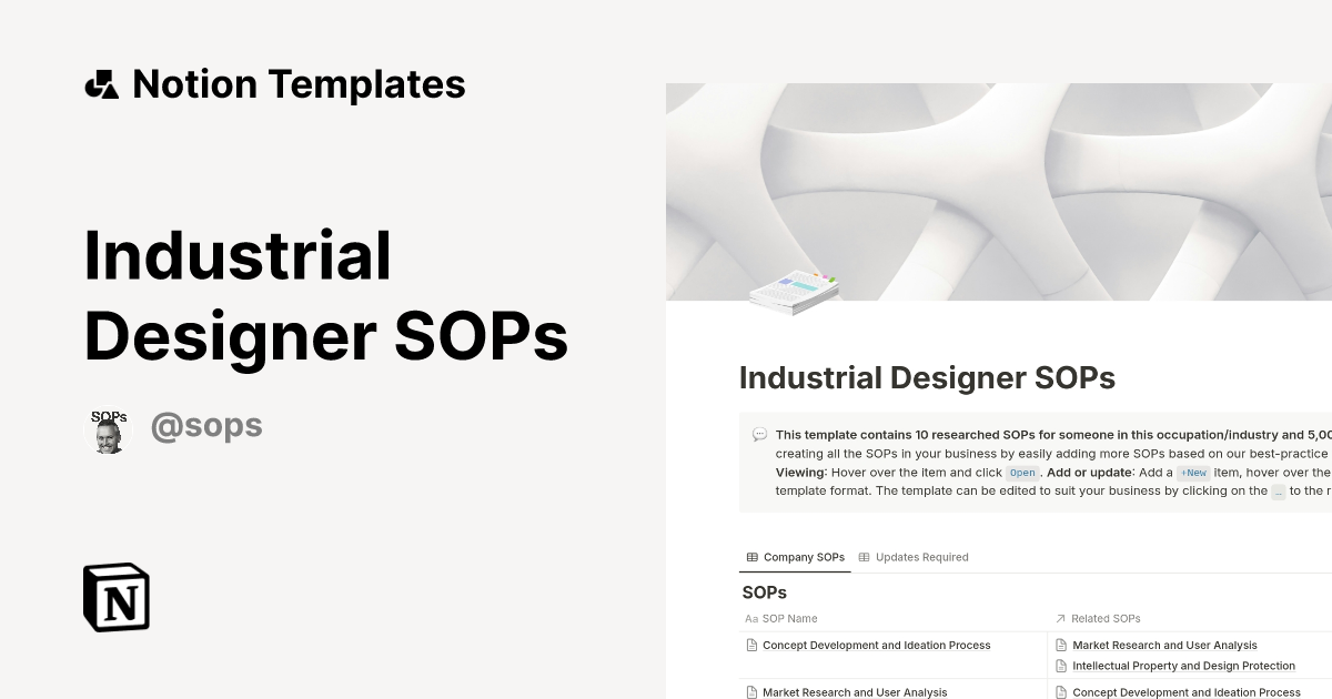 Industrial Designer SOPs Template | Notion Marketplace