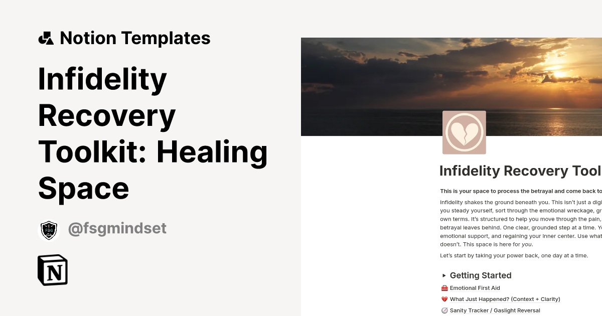 Infidelity Recovery Toolkit: Healing Space Template by Focus Strength ...