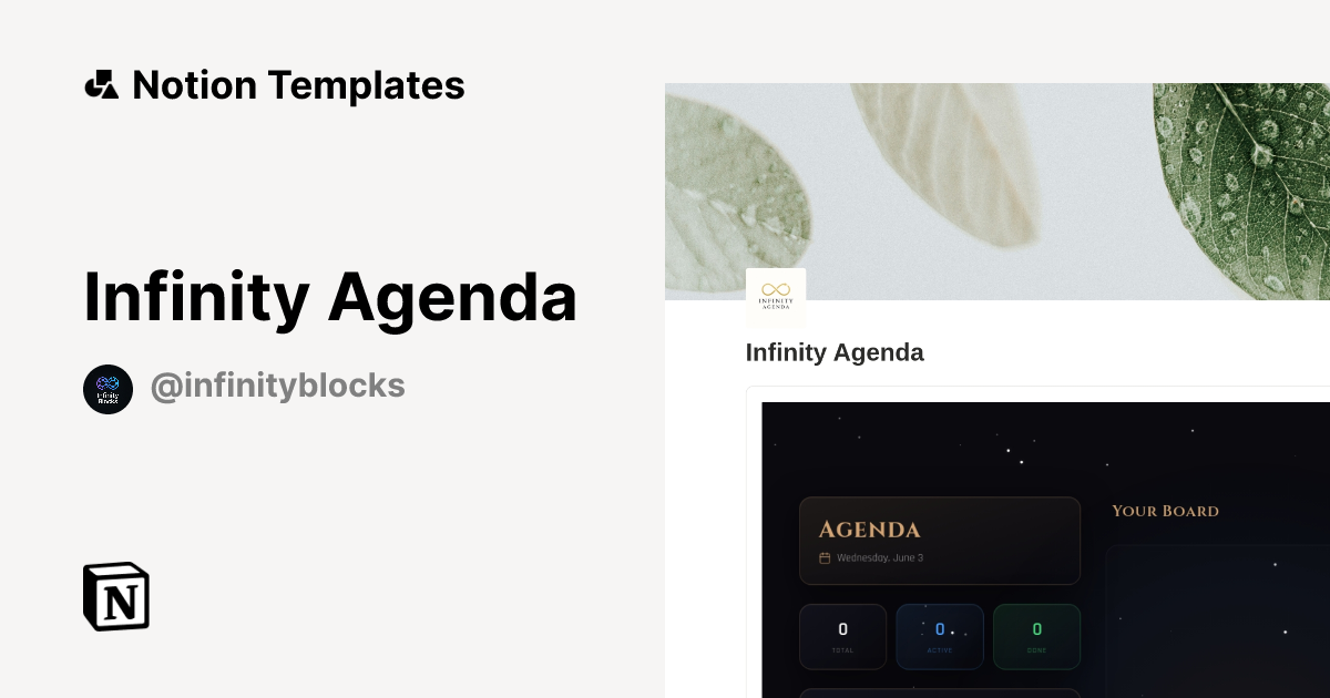Infinity Agenda Template by Infinity Blocks | Notion Marketplace