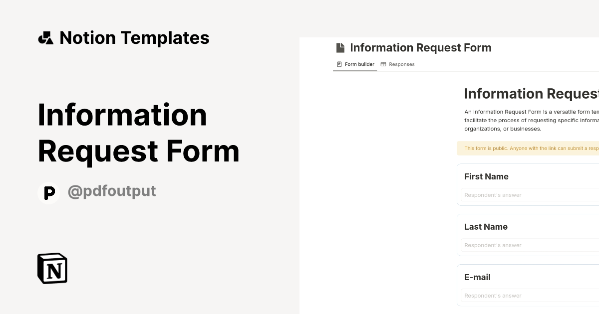 Information Request Form Template by PDFOutput | Notion Marketplace