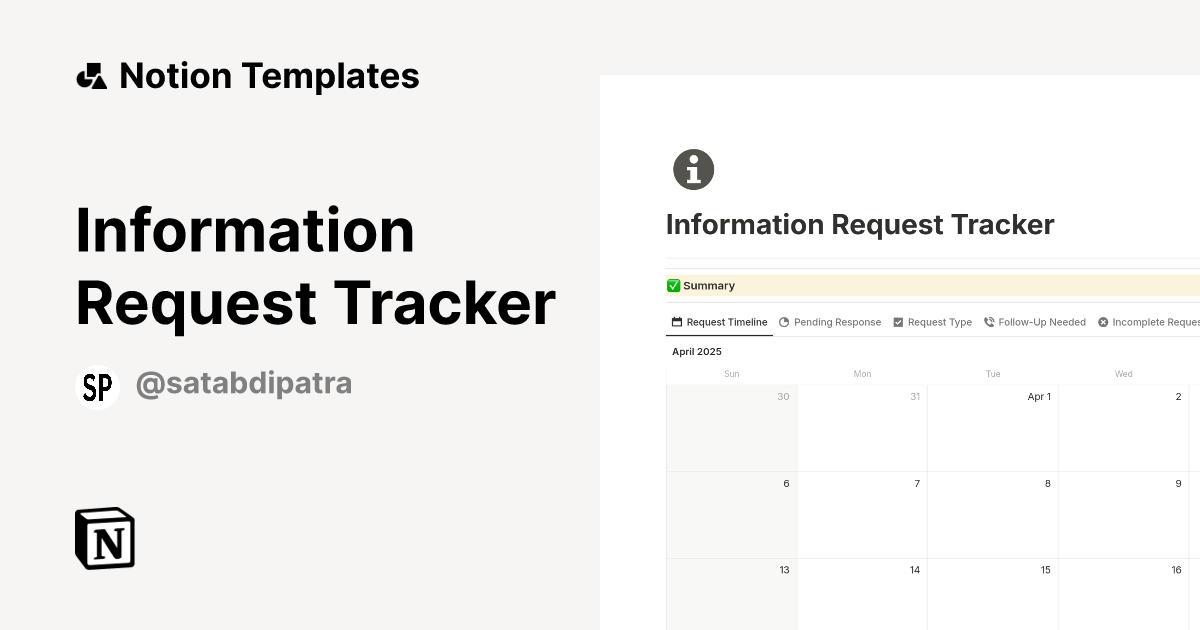 Information Request Tracker Template | Notion Marketplace