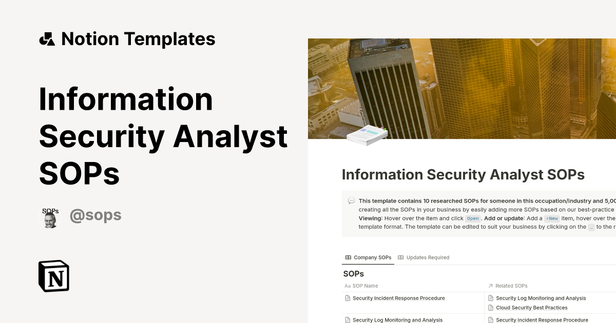 Information Security Analyst SOPs Template | Notion Marketplace
