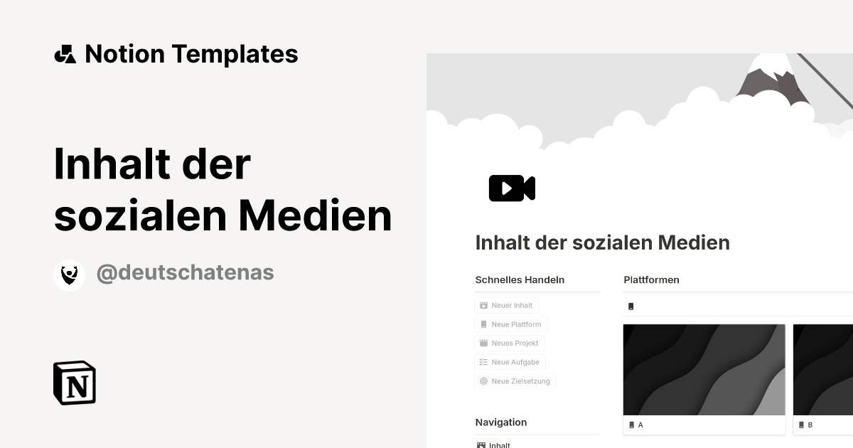 Inhalt der sozialen Medien Template | Notion Marketplace