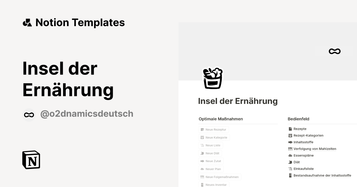 Insel der Ernährung Template by O2 Dynamics Deutsch | Notion Marketplace