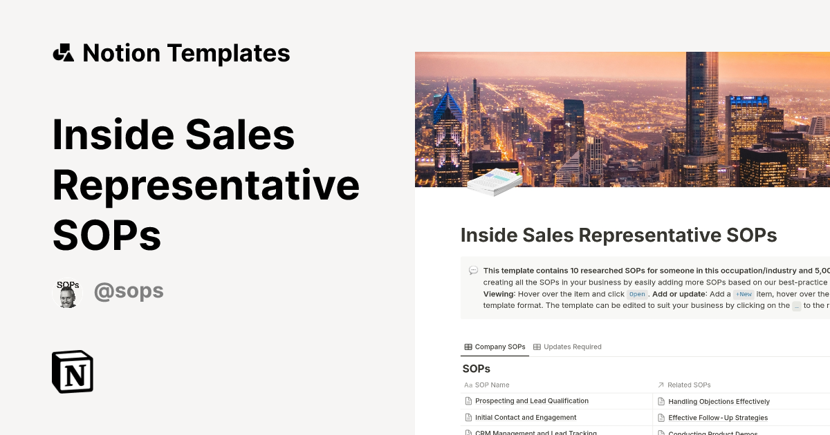 Inside Sales Representative SOPs Template | Notion Marketplace