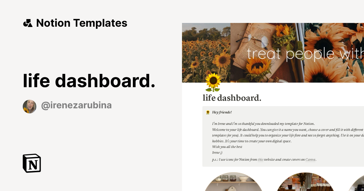 life dashboard. Template | Notion Marketplace