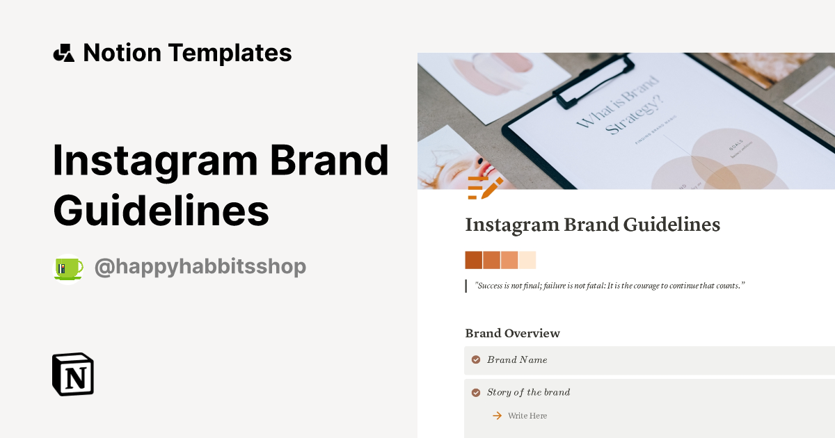 Instagram Brand Guidelines Template by Happy Habbits | Notion Marketplace