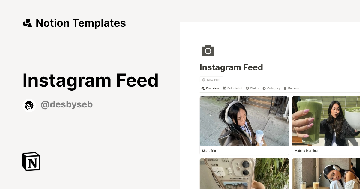 Instagram Feed Template by desbyseb | Notion Marketplace