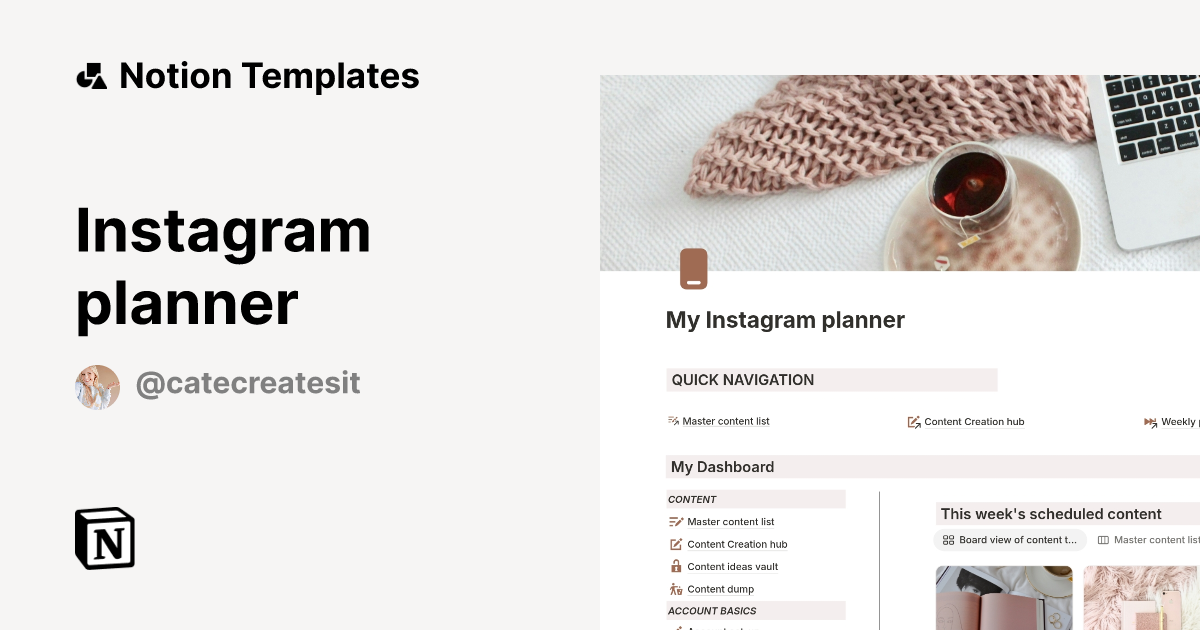 Instagram planner Template | Notion Marketplace