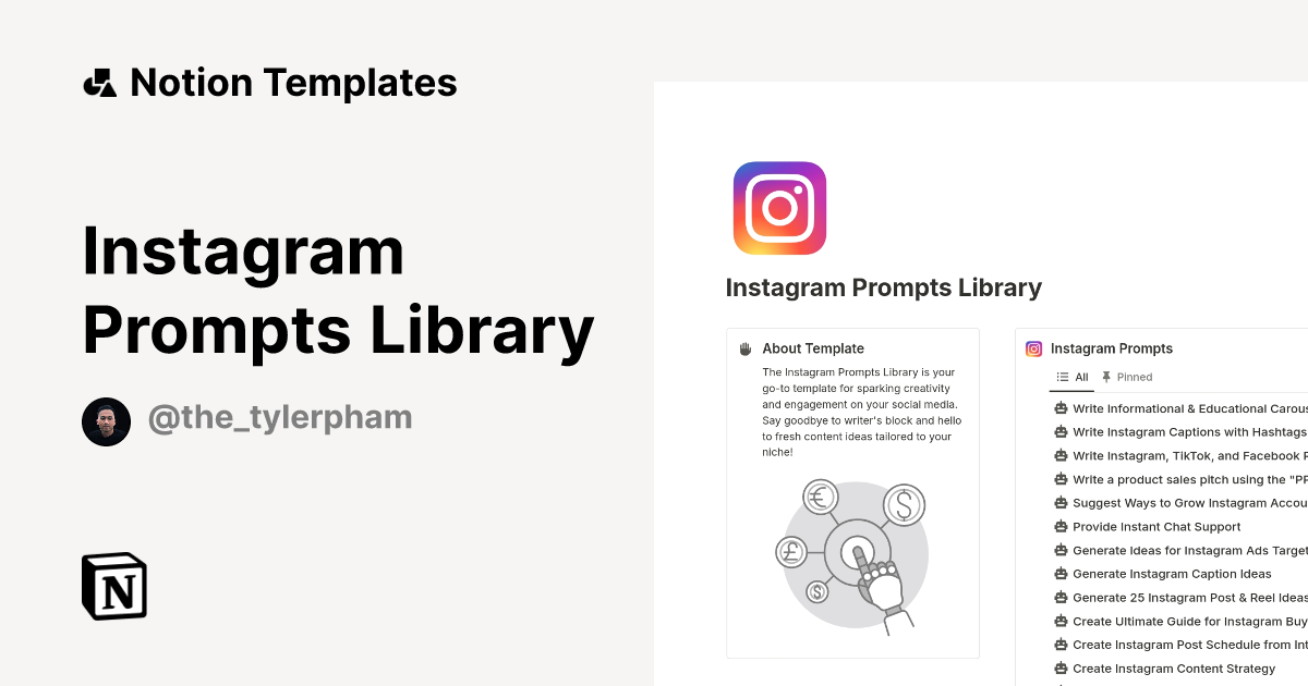 Instagram Prompts Library Template | Notion Marketplace