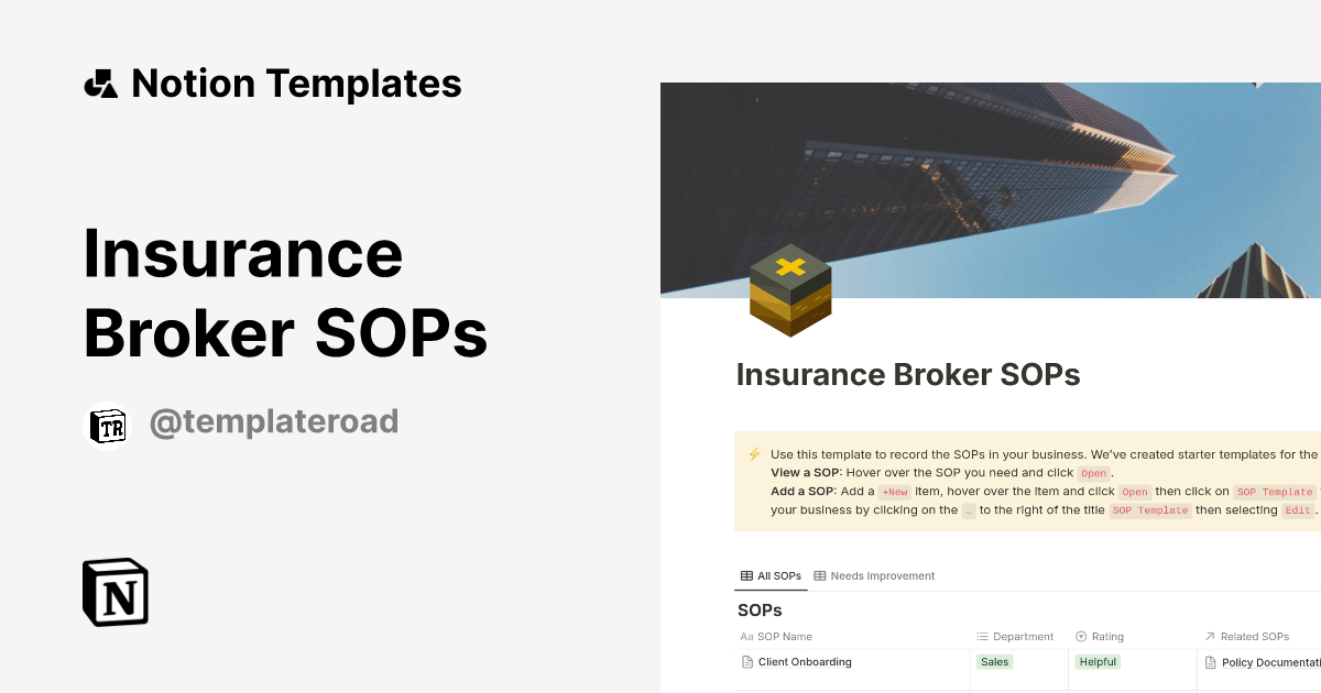Insurance Broker SOPs Template | Notion Marketplace