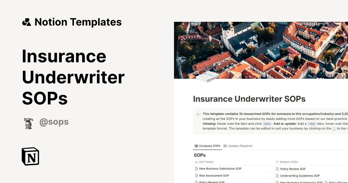 Insurance Underwriter SOPs Template | Notion Marketplace