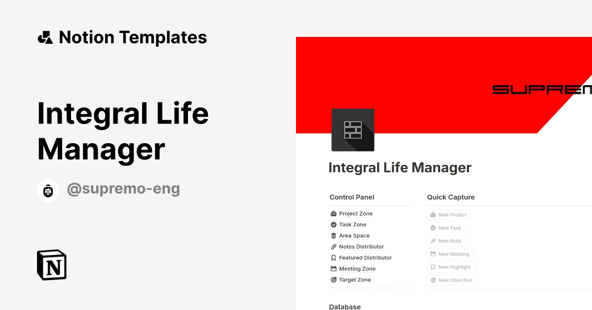 Integral Life Manager Template | Notion Marketplace
