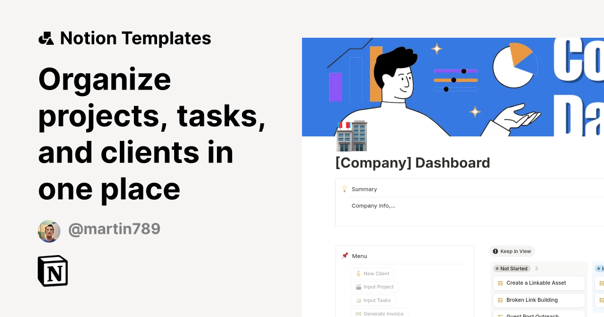 Organize projects, tasks, and clients in one place Template | Notion ...