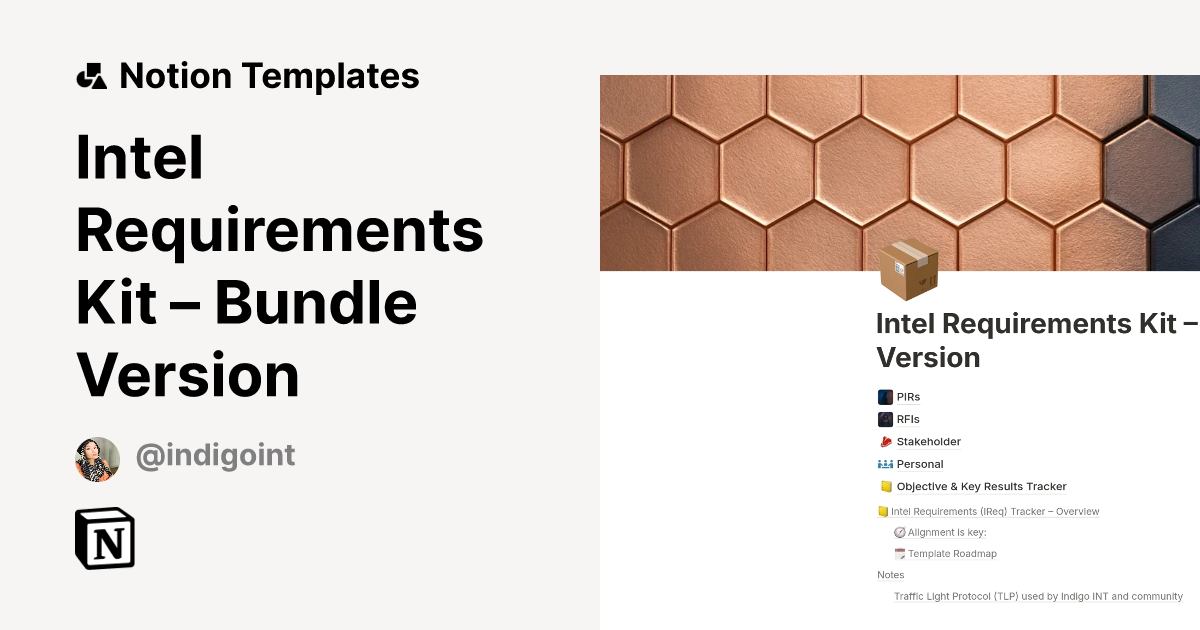 Intel Requirements Kit – Bundle Version Template by IndigoINT | Notion Marketplace