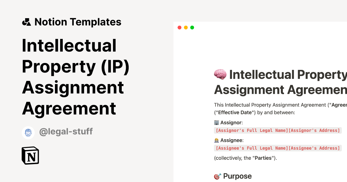 Intellectual Property (IP) Assignment Agreement Template | Notion ...