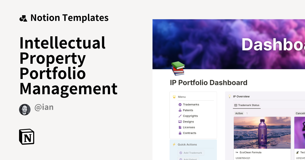 Intellectual Property Portfolio Management Template | Notion Marketplace