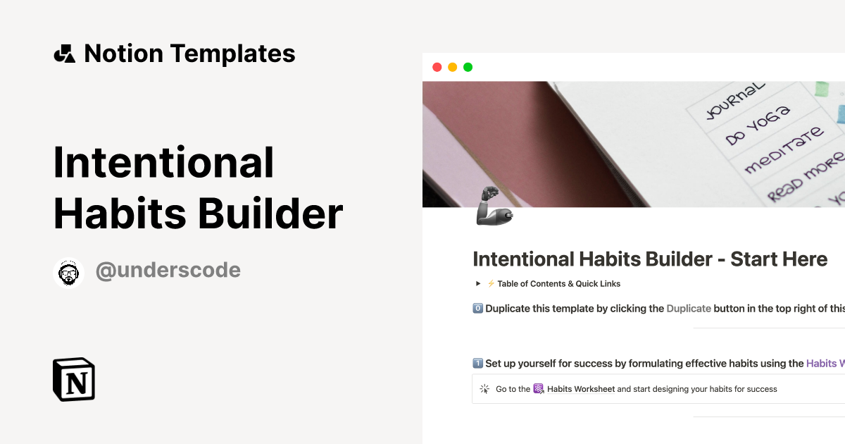 Intentional Habits Builder Template | Notion Marketplace