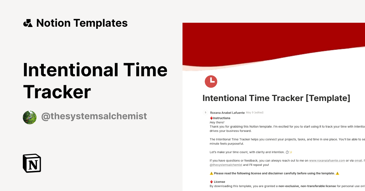 Intentional Time Tracker Template | Notion Marketplace