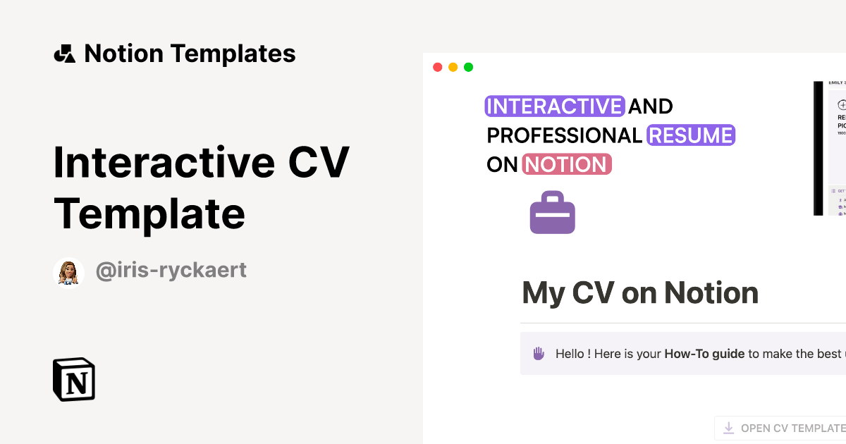 Interactive CV Template Template | Notion Marketplace